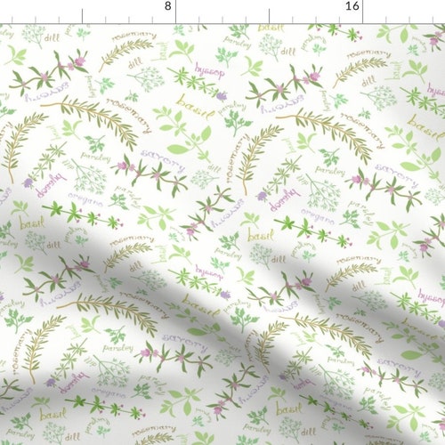 Spice Herb Fabric Aromatic Herbs and Cute Titles by Ksanask - Etsy