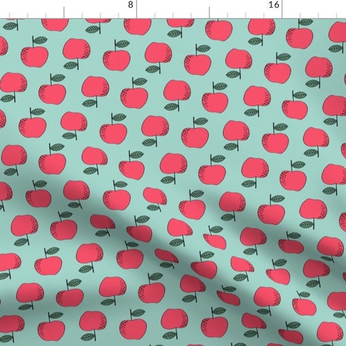 Apples Fabric Watercolor Apples Red by Littlearrowdesign - Etsy