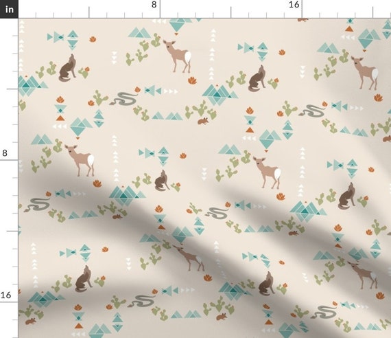Desert Coyote Fabric Desert Animals by Annabhall Boho - Etsy