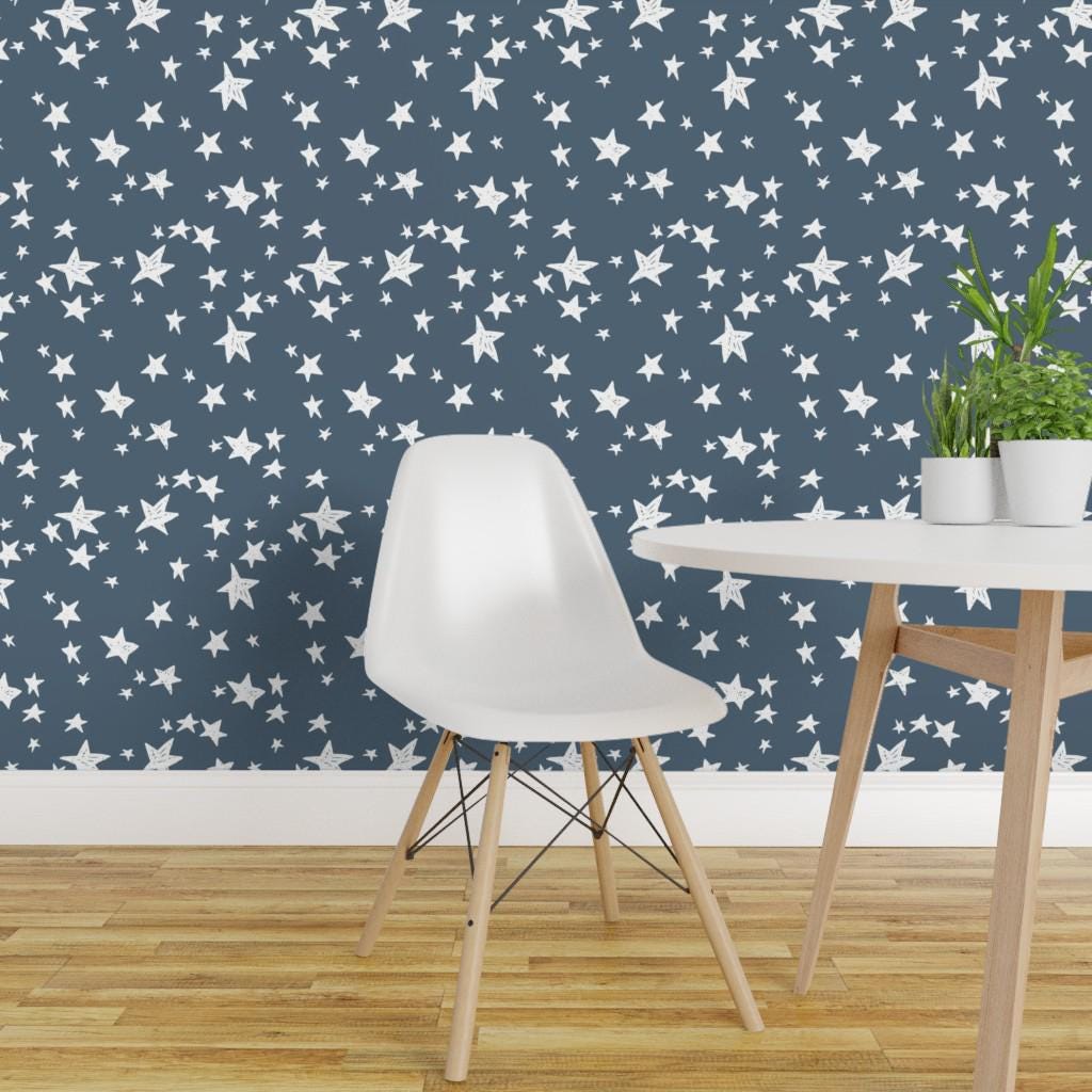 Star Wallpaper - Stars Blue Grey Star by Andrea Lauren - Nursery Mod ...
