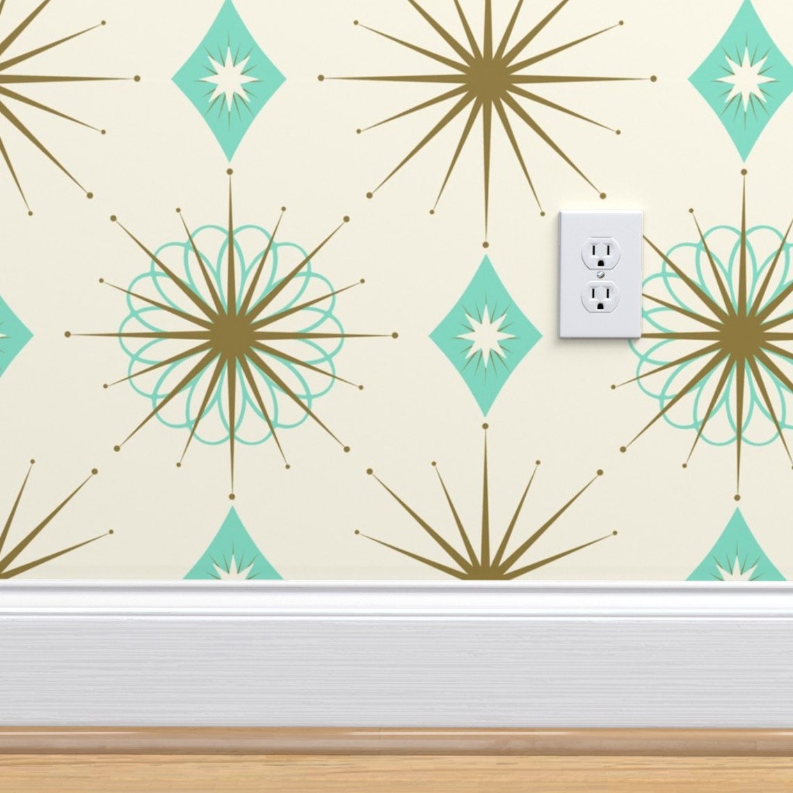 Atomic Wallpaper Starburst Aquarelle by Curiouslondon Mid | Etsy
