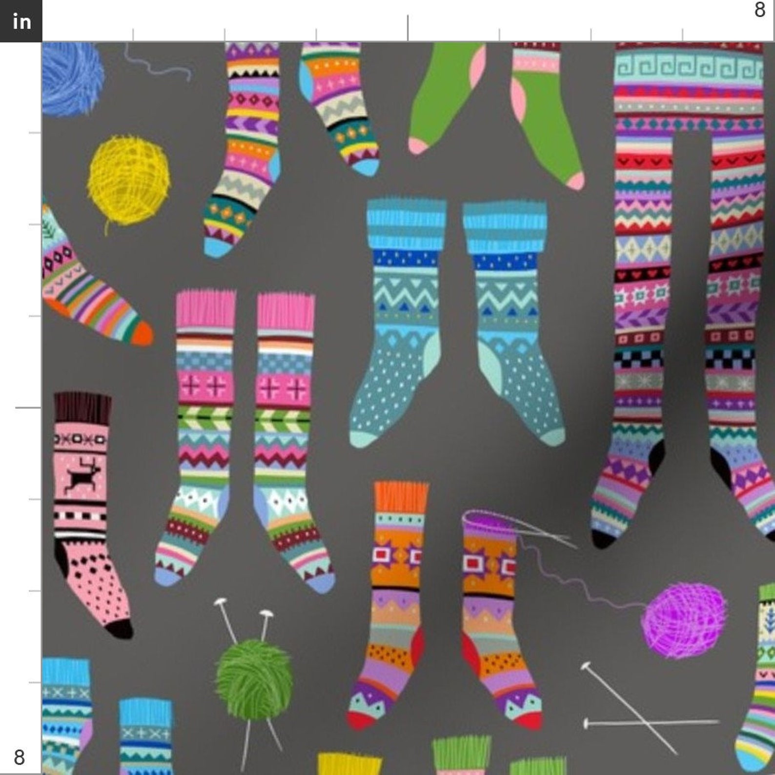 Fair Isle Socks Fabric Fancy Fair Isle Feet Small Scale Gray | Etsy