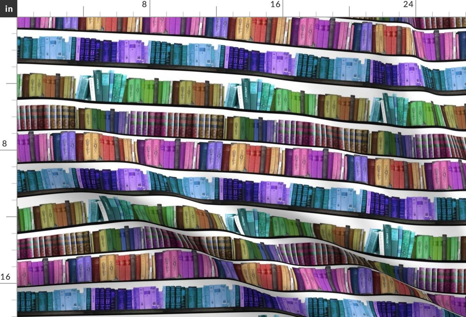 Library Book Fabric - Rainbow Books Bookshelf by Inspirationz ...