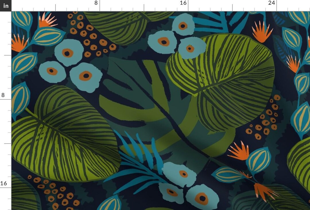 Tropical Rainforest Fabric - Moody Tropical Floral by Nancy_bradham ...