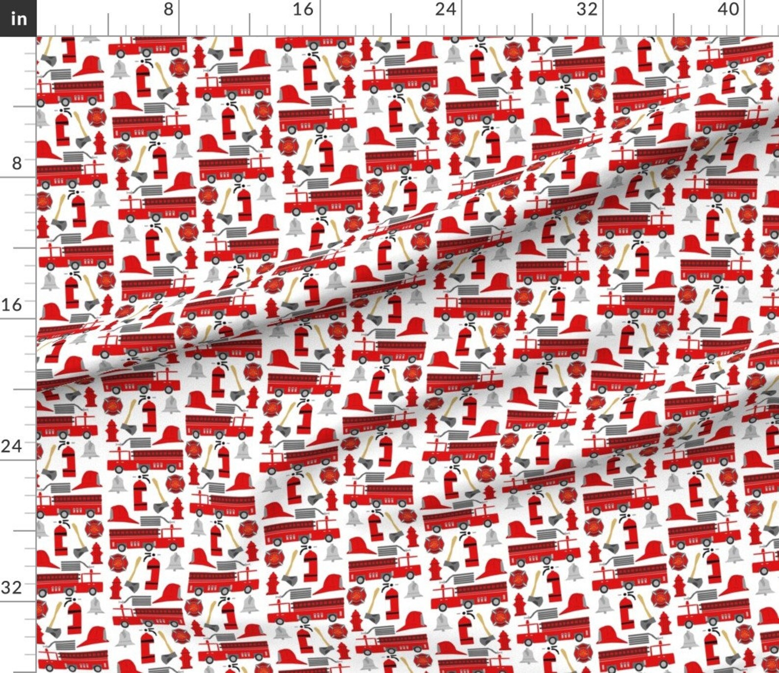 Fireman Fabric Fireman Career Firetruck Kids Boys Nursery - Etsy