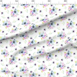 Floral Fabric - Ocean Breeze Watercolor Florals by Hipkiddesigns - Blue ...