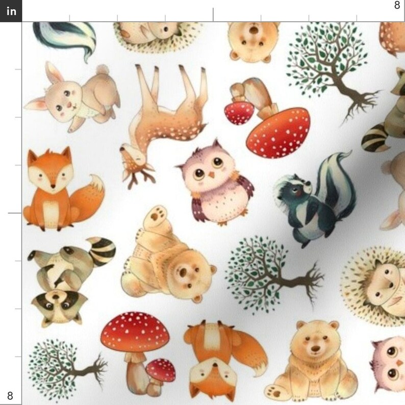 Woodland Animals Fabric Woodland Animal Pattern by - Etsy