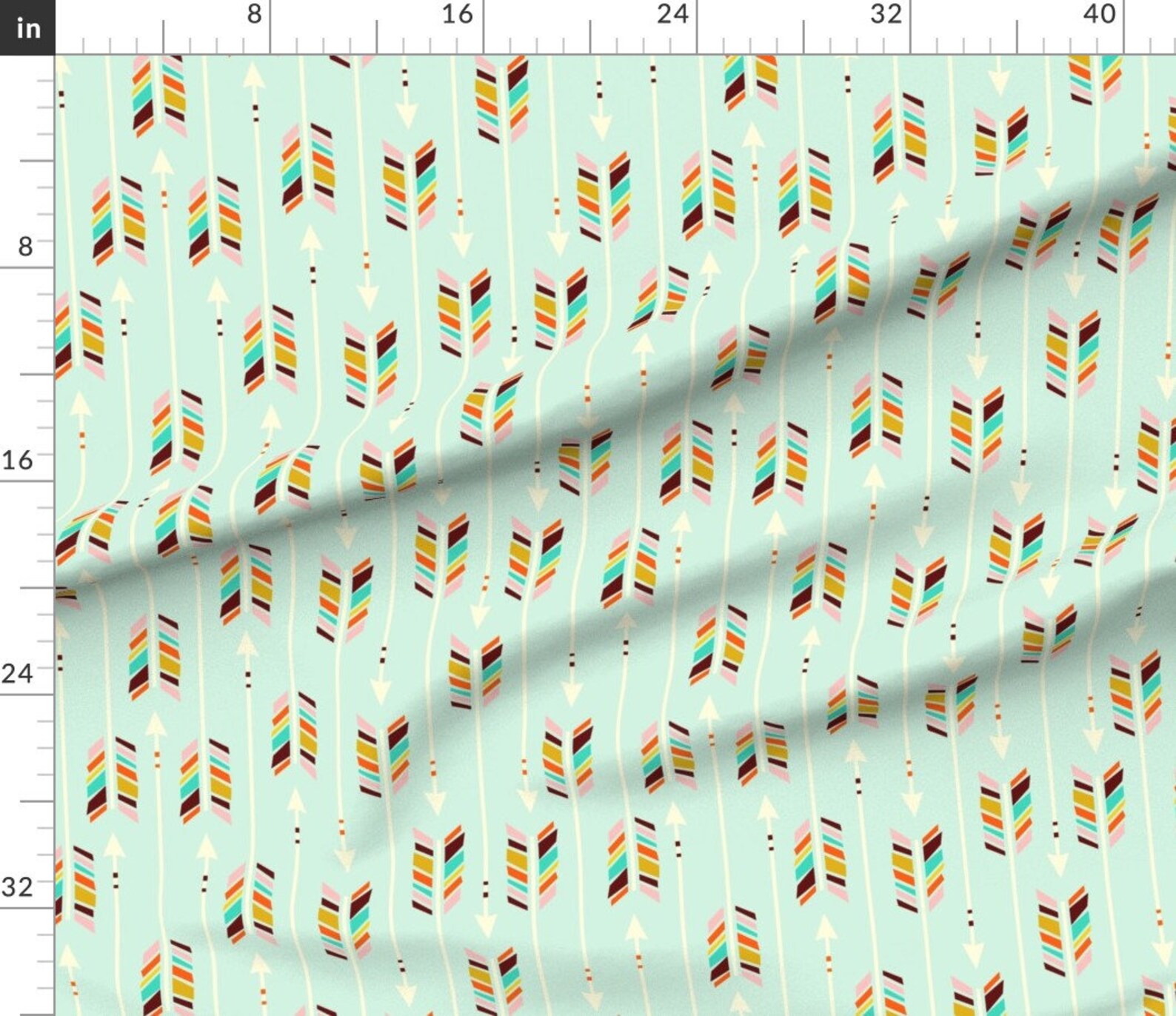 Arrows Fabric Large Arrows: Mint Custom Fabric by Nadia - Etsy
