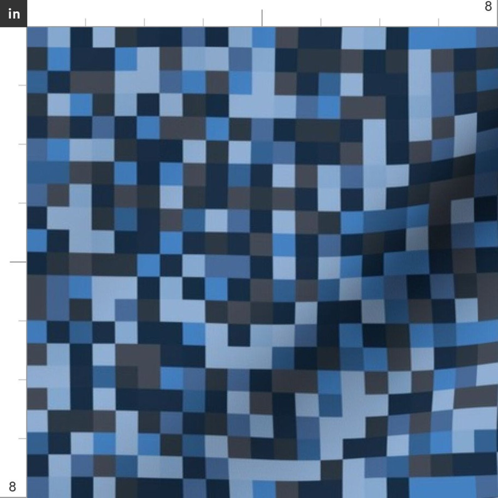 Blue Pixels Fabric Pixel Squares Water By Ruth_Robson | Etsy