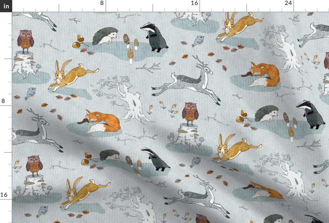 Fox Fabric - Hogs Under Hedges + Foxes on Copses Custom Fabric by ...