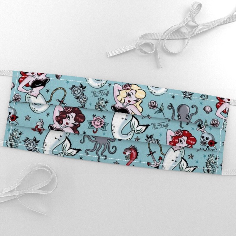 Vintage Mermaid Fabric Molly Mermaid by Miss Fluff by Miss | Etsy