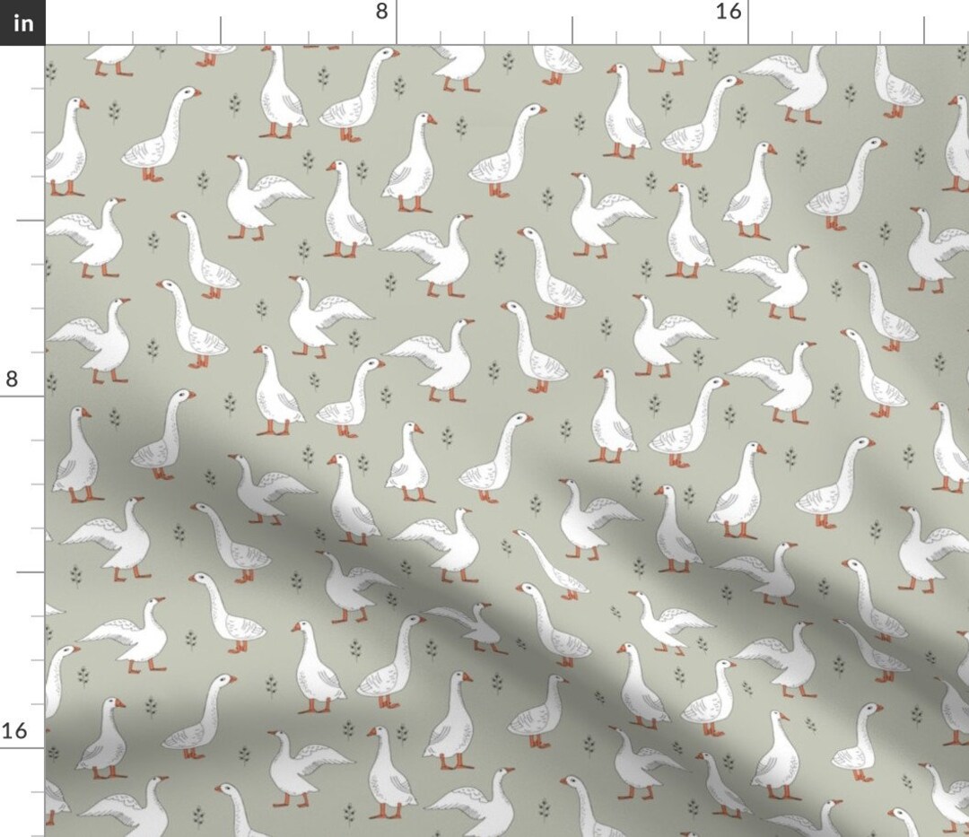 Geese Fabric Geese // Gray Gender Neutral Farm Animals by Andrea Lauren ...