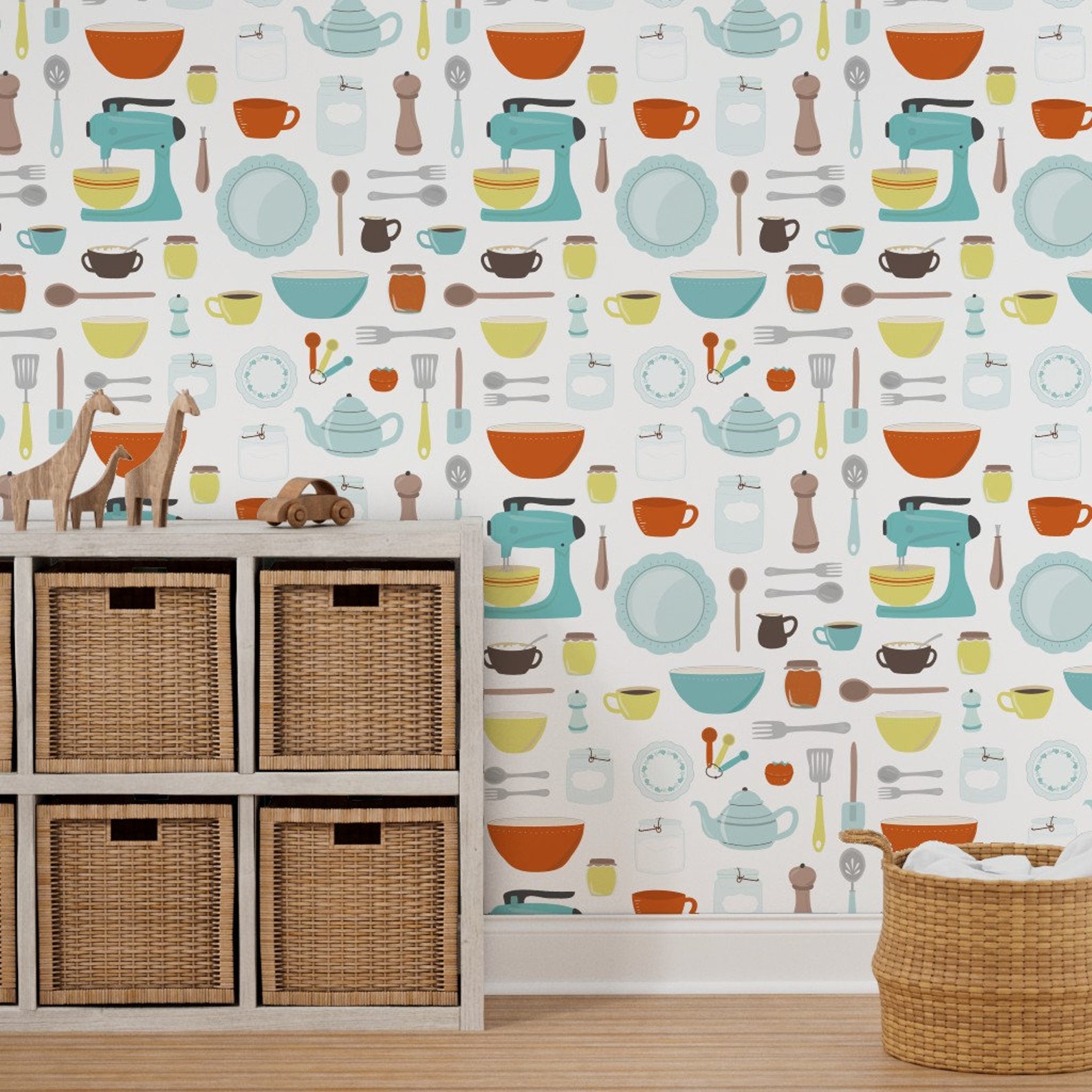 Vintage Kitchen Wallpaper My Vintage Kitchen by - Etsy
