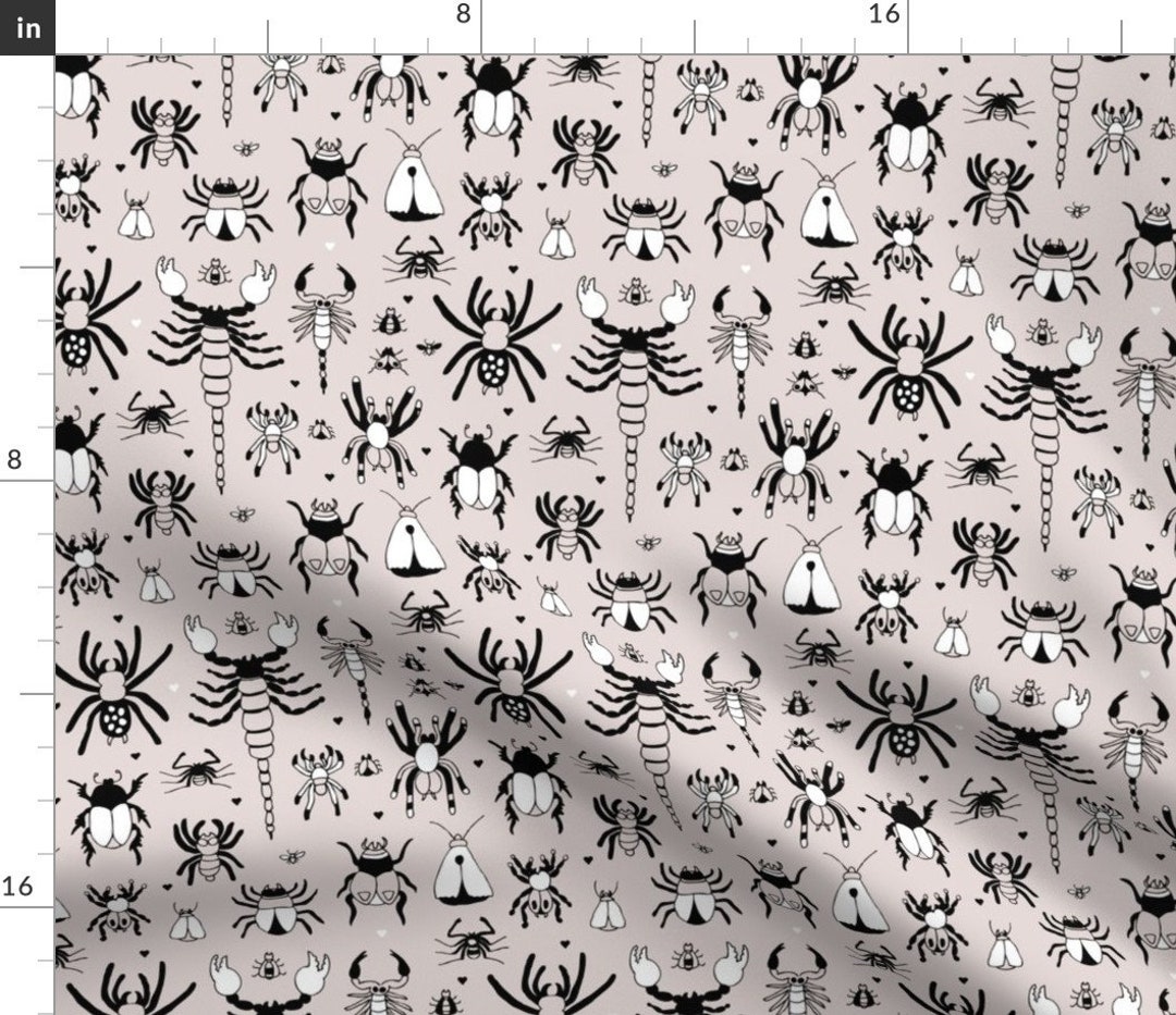 Insect Fabric Bugs Flies Scorpions Spiders Creepy Insects Beige by ...