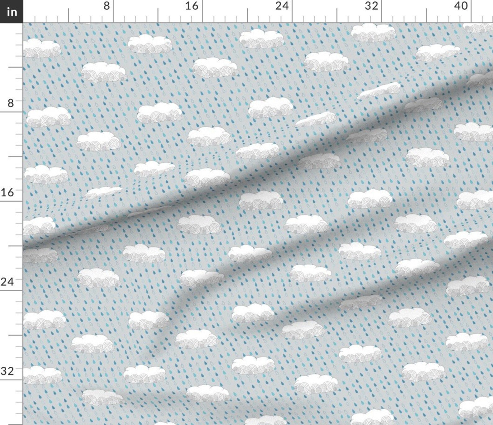 Rain Fabric Rainy Days By Wildnotions Rainy Day Clouds - Etsy France