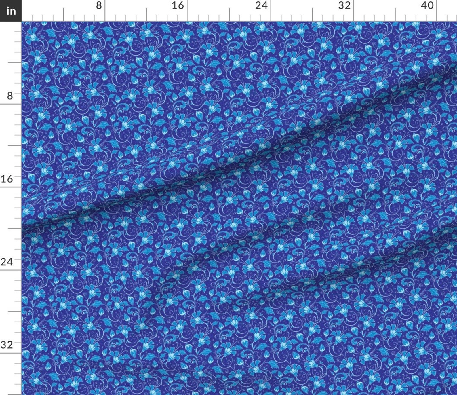 Navy Blue Turkish Flower Fabric Dark Blue Turkish Floral | Etsy