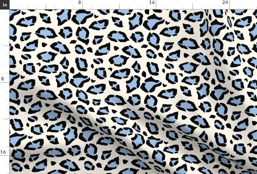 Blue Leopard Spot Fabric - Leopard Pastel Blue on Cream by Sylviaoh ...