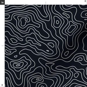 Abstract Fabric - Black and White Stripes Wave Elevation Topographic ...