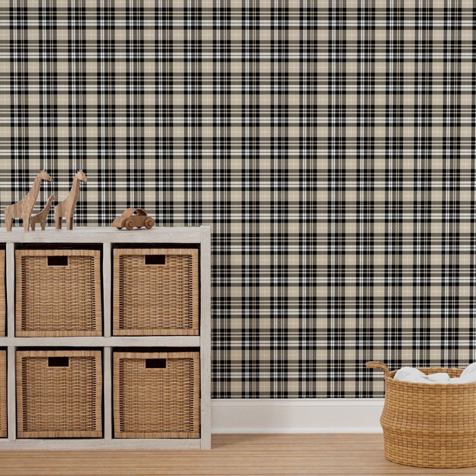 Plaid Wallpaper Fall Plaid by Littlearrowdesign Black - Etsy