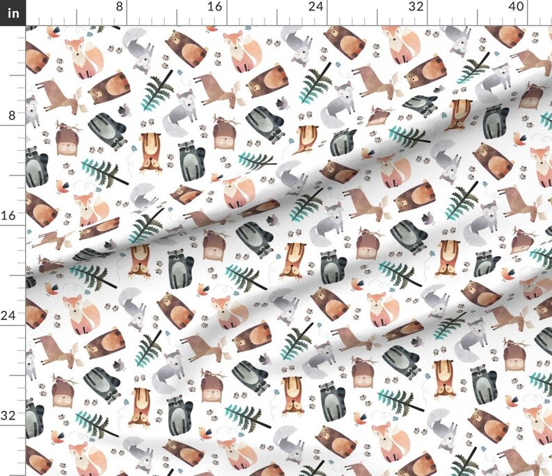 Woodland Animals Fabric Animal Tracks Bear Raccoon Moose - Etsy