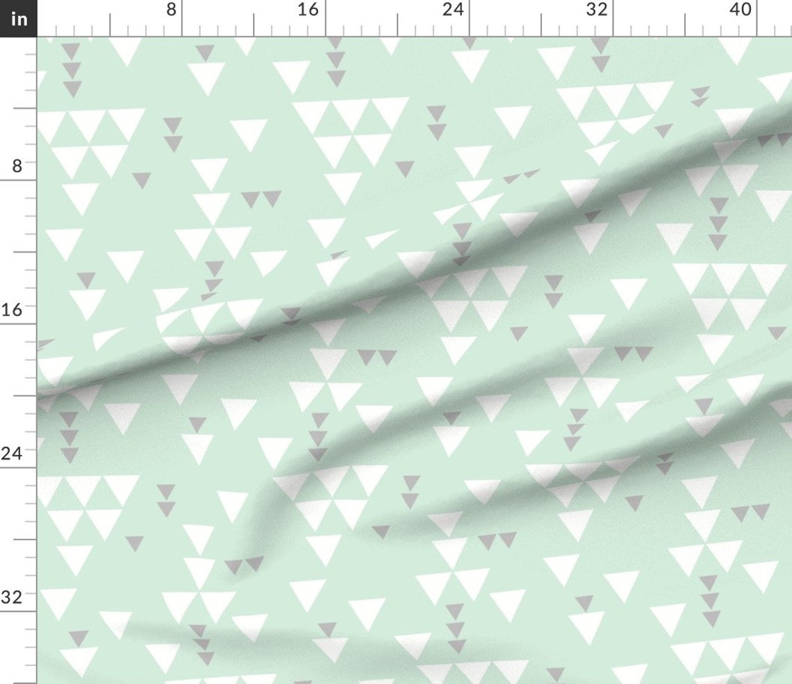 Triangle Fabric Mint Gray Triangle Fall Custom Fabric By | Etsy