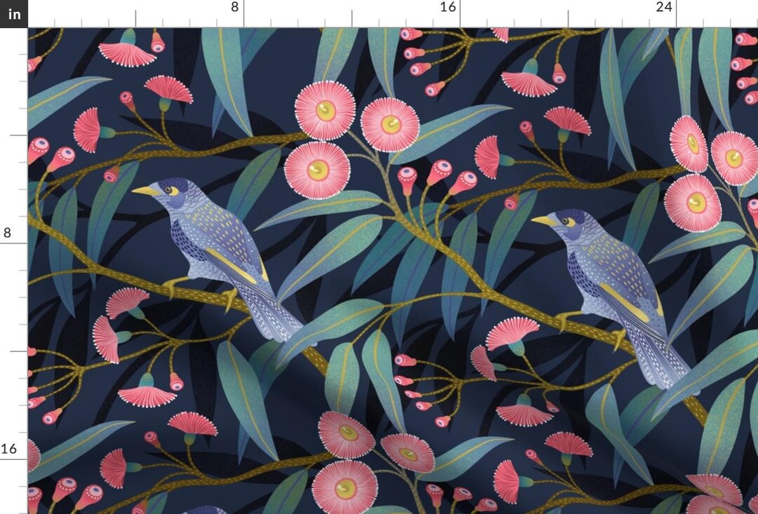 Australian Pink Exotic Flora Fabric - Eucalyptus Flowers by Julia ...