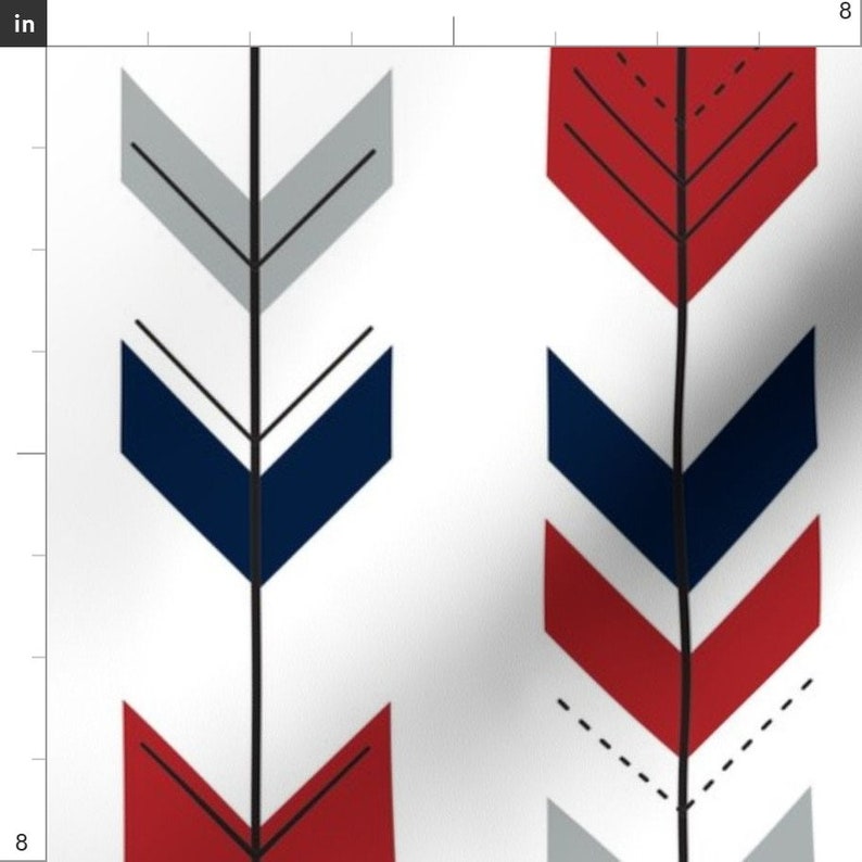 Fletching Arrows Fabric Fletching Arrows // Grey/red/navy by - Etsy