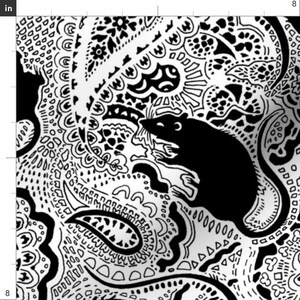 Rat Fabric Paisley Power Large Black Rat Print by Paisleypower Rats ...
