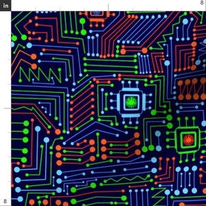 Virus Fabric Y2k Computer Virus Circuit Board by Mystikel Colorful ...