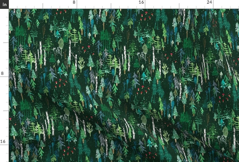 Forest Fabric - Noël Forest (green) by Nouveau Bohemian - Forest ...