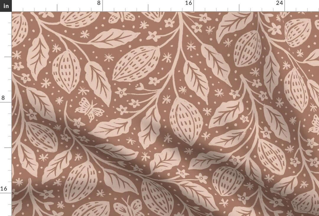 Botanical Fabric - Cocoa Plant by De_koro - Rustic Cocoa Hand Drawn ...