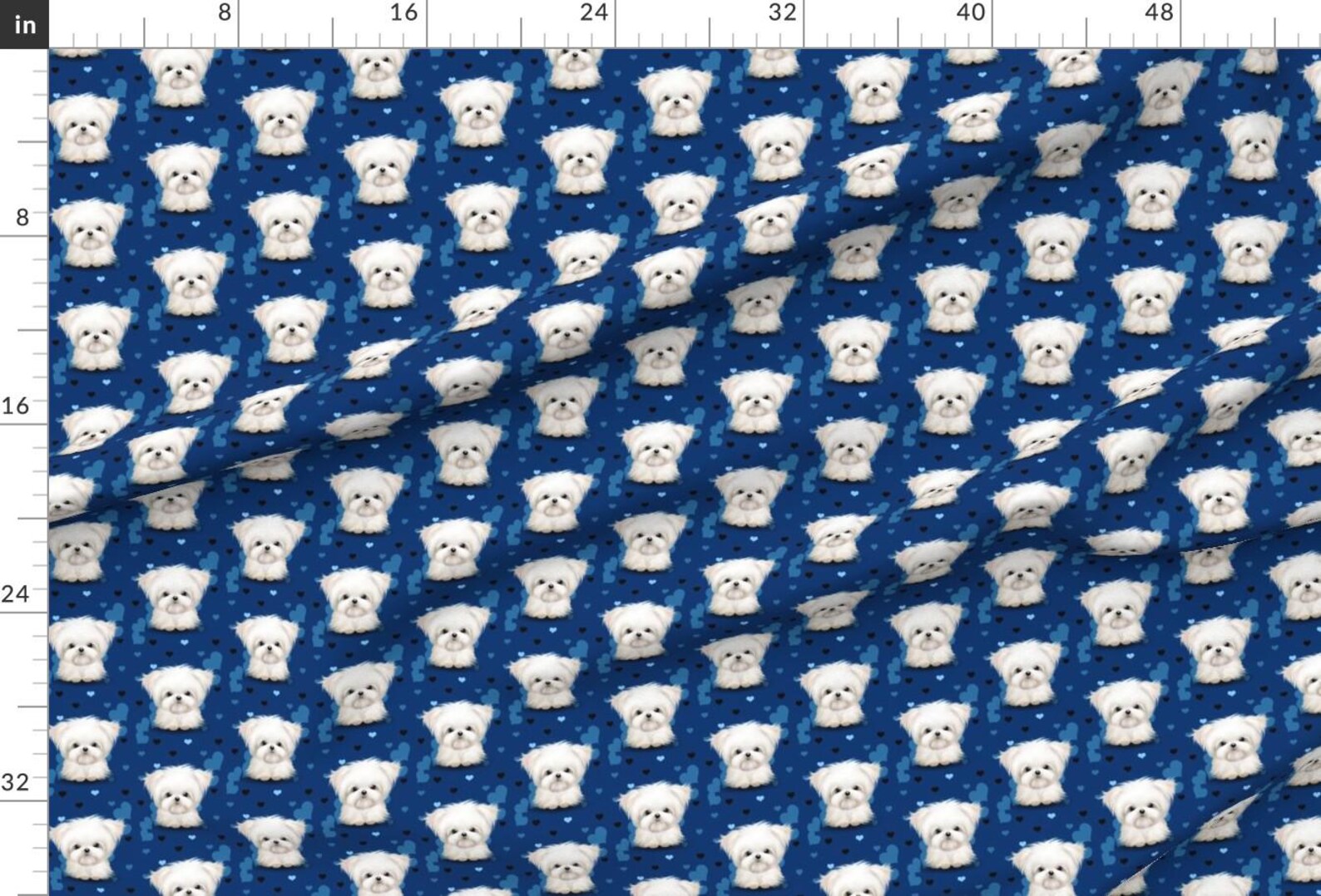 Maltese Fabric - Maltese Royal Blue and Hearts by Catialee - Maltese ...