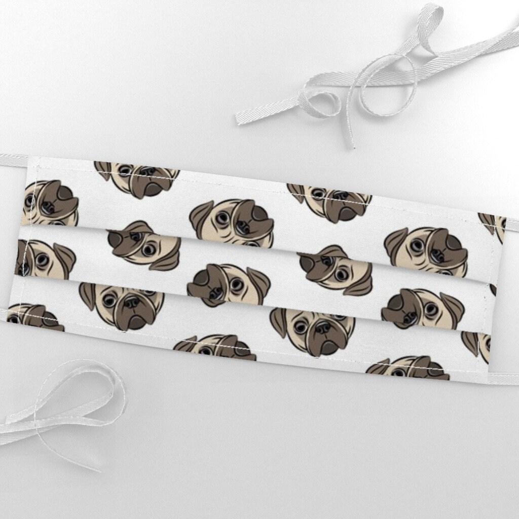 Pug Fabric Pug Cute Dog Face by Littlearrowdesign Pug | Etsy
