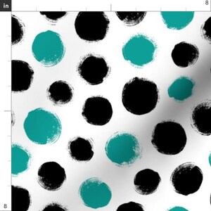 Black White Teal Dot Fabric - Grunge Polka Dot in Turquoise/black by ...