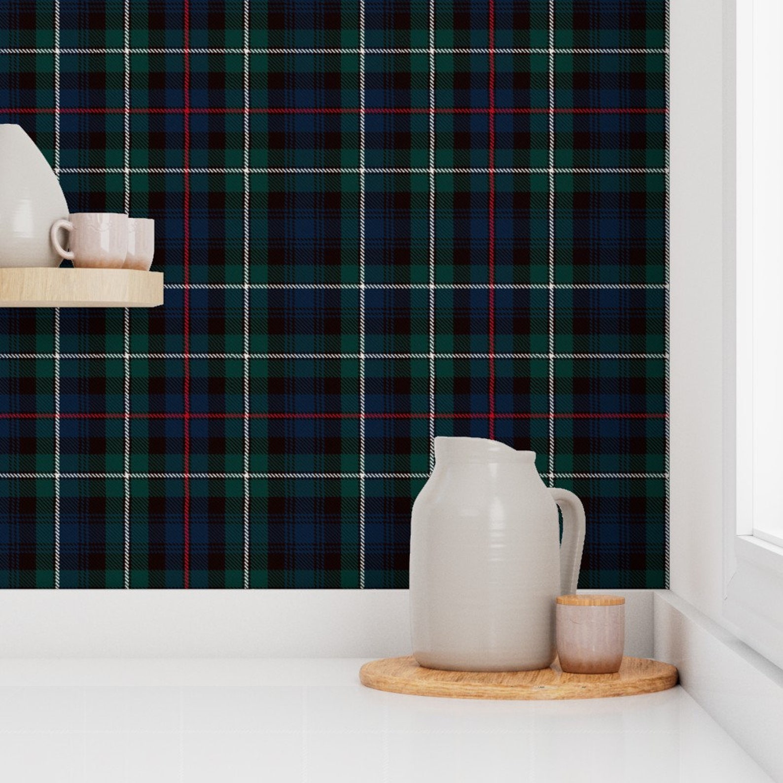 Plaid Wallpaper Mackenzie Tartan Plaid by Laurawrightstudio - Etsy