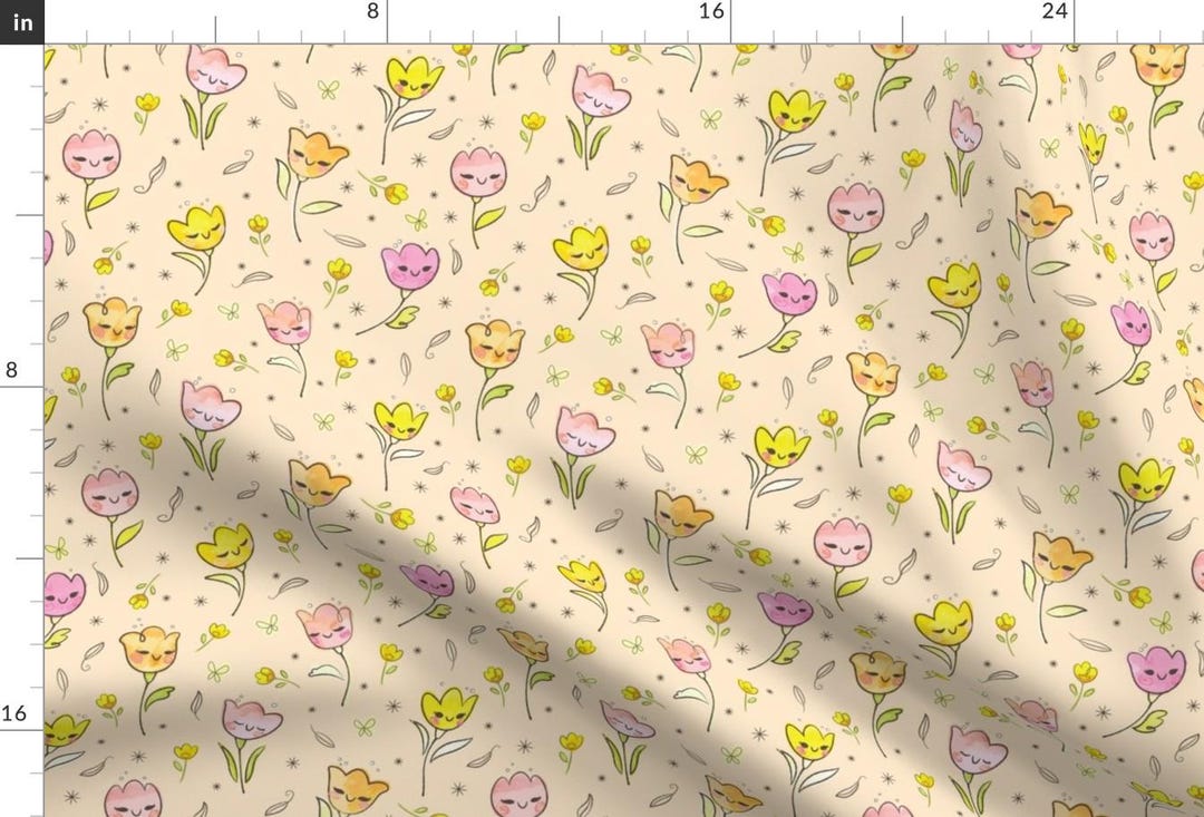 Kawaii Tulips Fabric - Tulip Dance by Sweetsurprises - Tulips ...