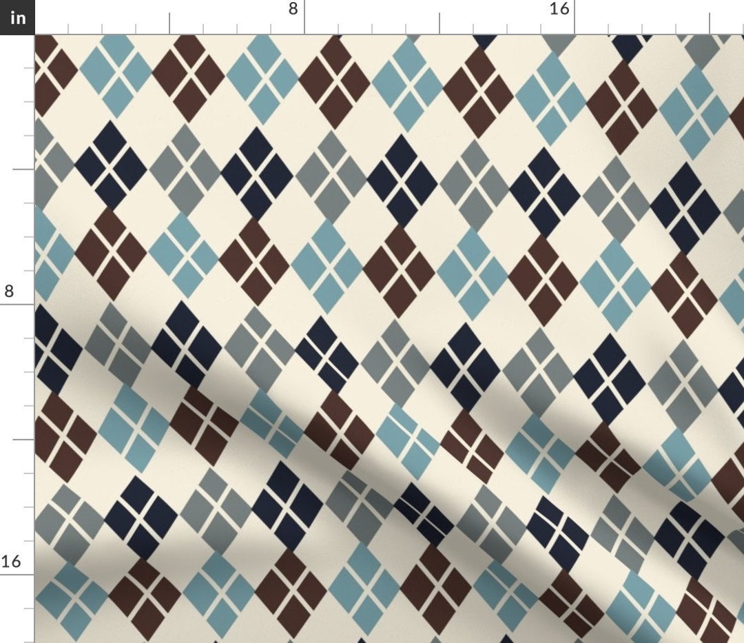 Preppy Fabric Mr. Argyle Jill Bull by Palmrowprints Brown and Blue Boys ...