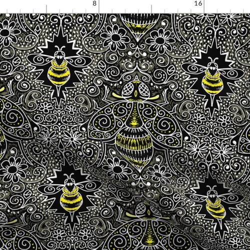 Abstract Bee Fabric Chalkboard Filigree Bee by Beesocks - Etsy