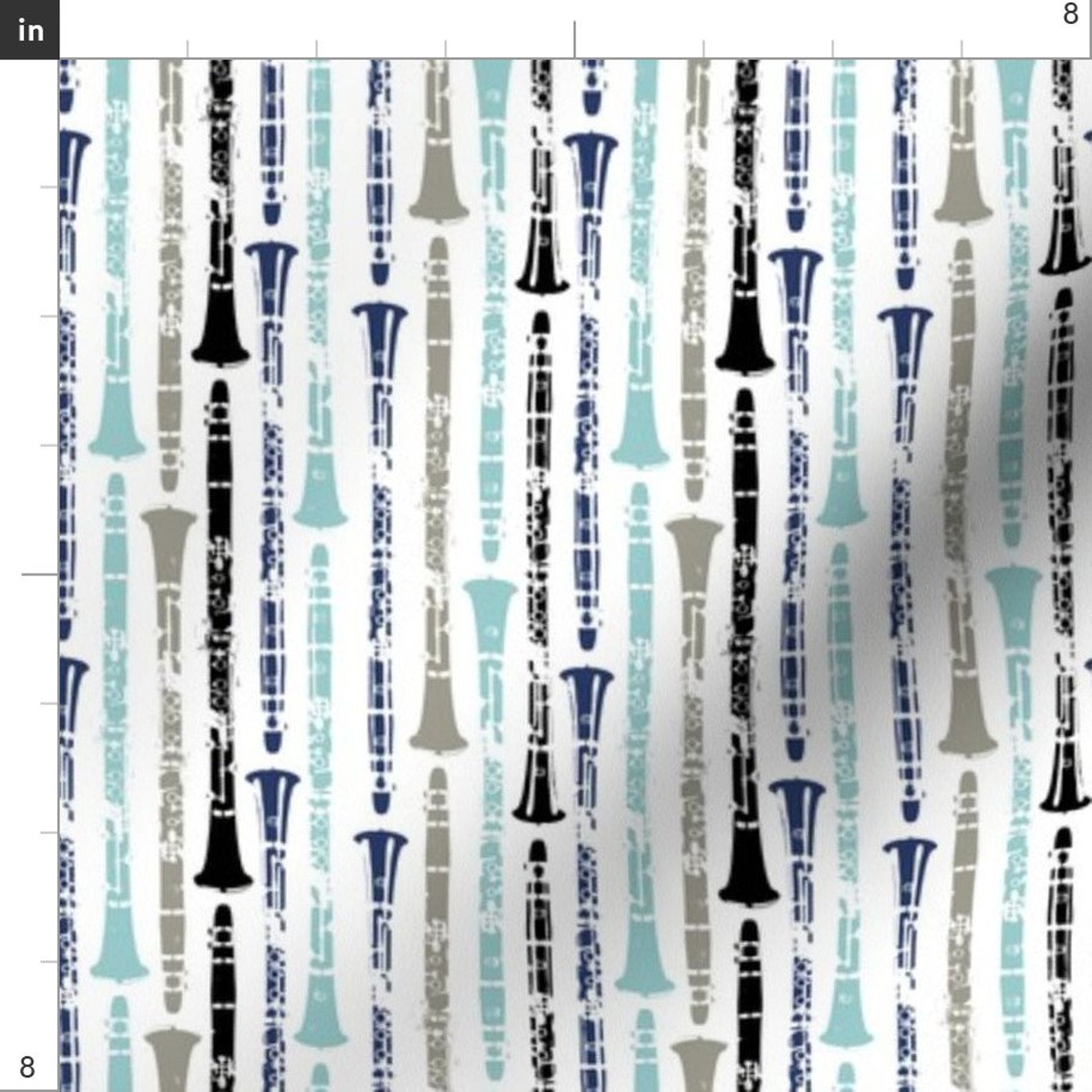 Clarinet Fabric Grunge Clarinets Shades of Blue by - Etsy