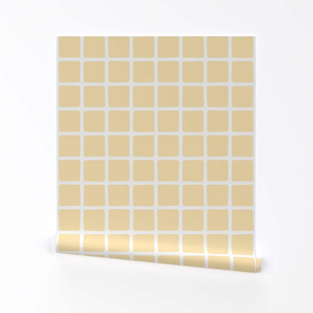Yellow Check Grid Removable Peel and Stick Wallpaper - Pastel - Wall ...