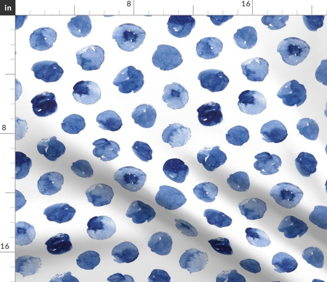 Indigo Ink Dots Fabric Indigo Love Polka Dot by Dinaramay - Etsy