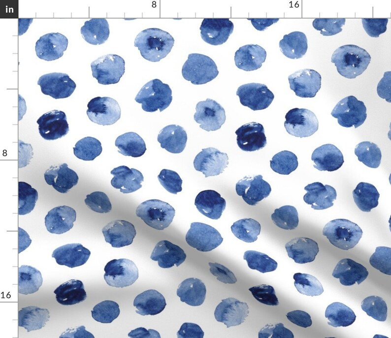 Indigo Ink Dots Fabric Indigo Love Polka Dot by Dinaramay - Etsy