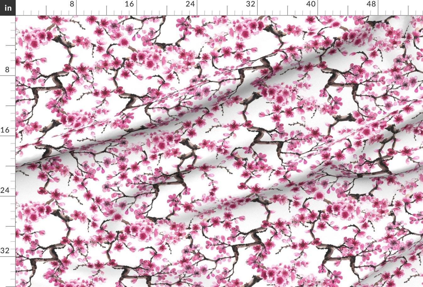 Pink Sakura Fabric - Sakura Branches by Svetlana Prikhnenko - Pink ...