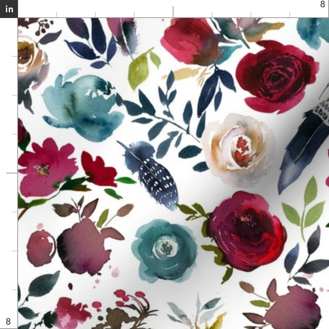 Boho Rose Fabric Rose Wine Boho Florals by Hipkiddesigns | Etsy