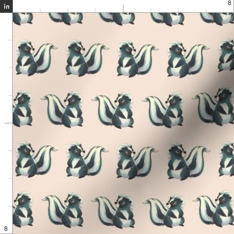 Woodland Skunk Fabric Woodland Skunk on Beige by - Etsy