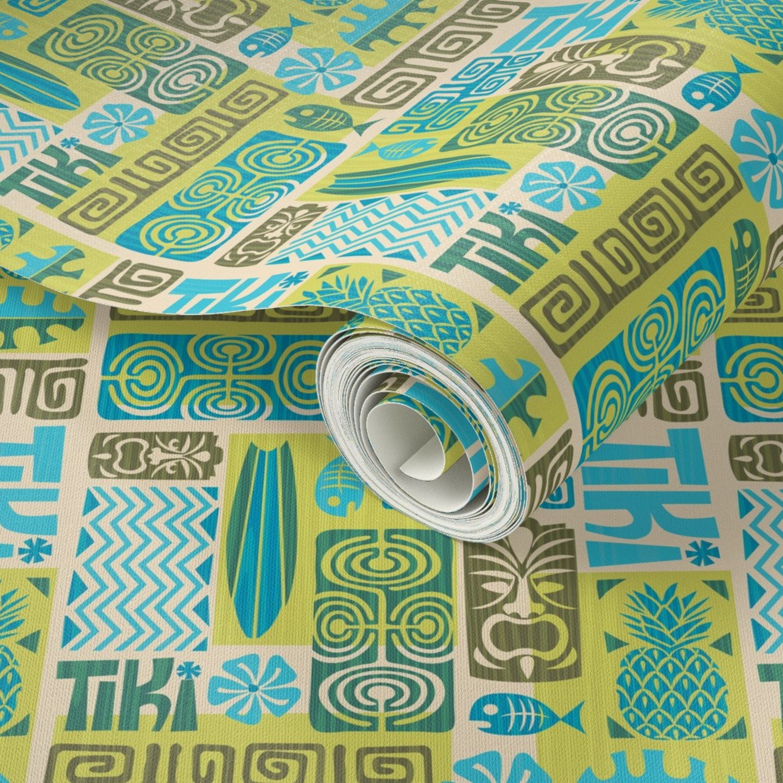 Tiki Wallpaper Retro Tiki by Pinkpineappledesign Tiki - Etsy