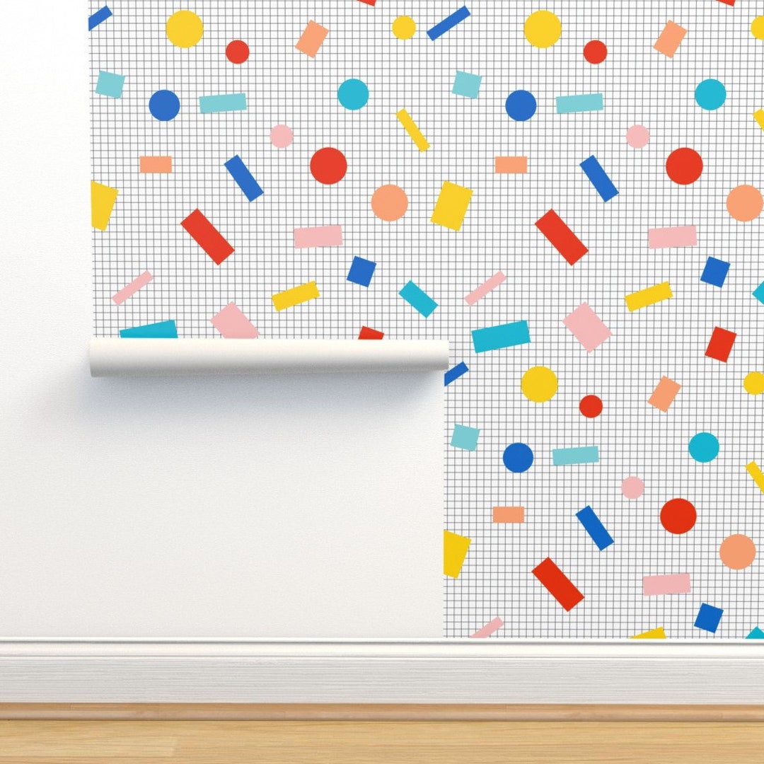 Retro Wallpaper Color Block Grid by Louisemargaret Retro - Etsy
