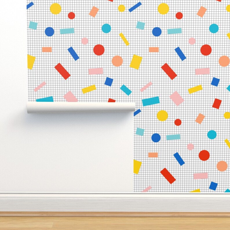 Retro Wallpaper Color Block Grid by Louisemargaret Retro - Etsy