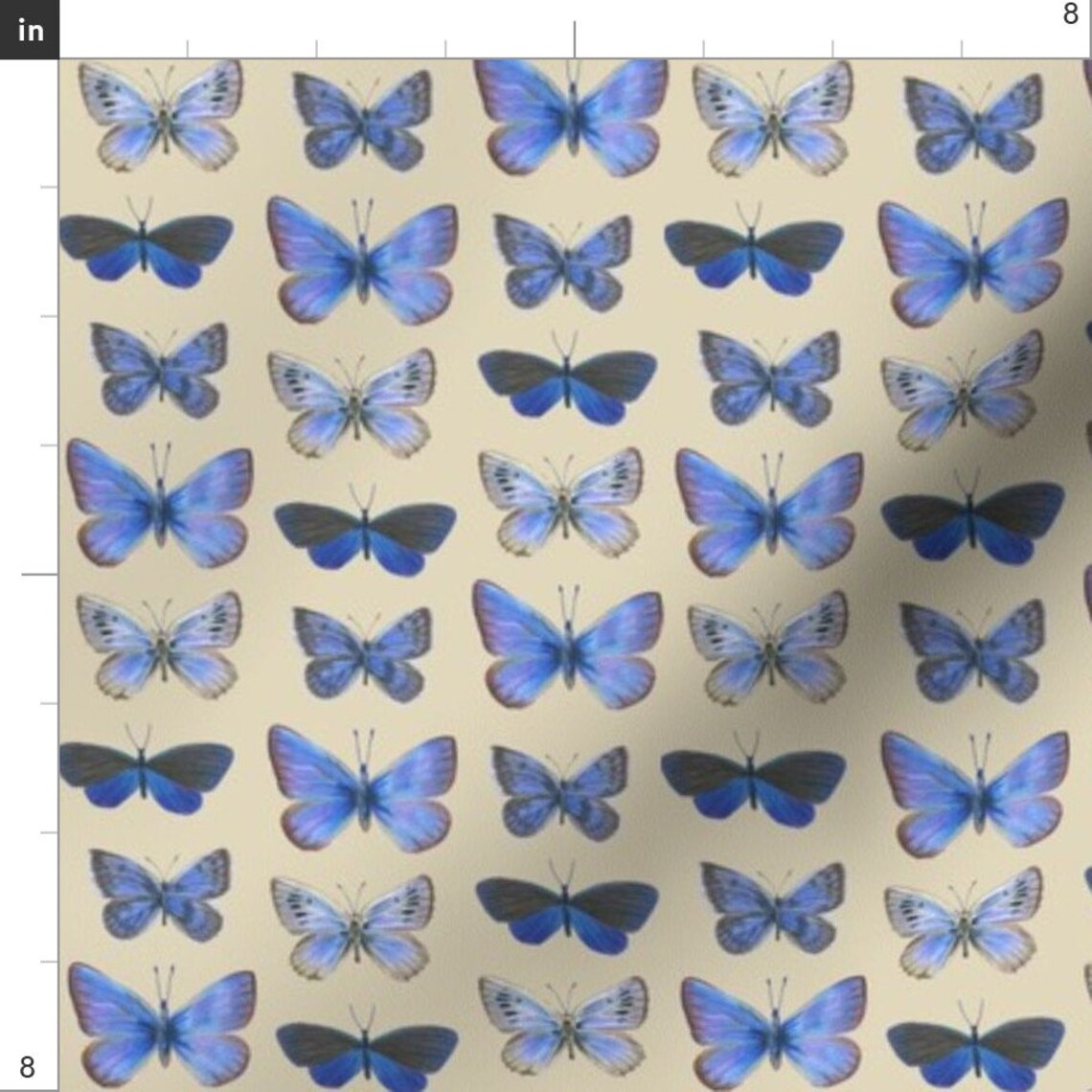 Blue Butterfly Fabric Small Blues by Weavingmajor - Etsy