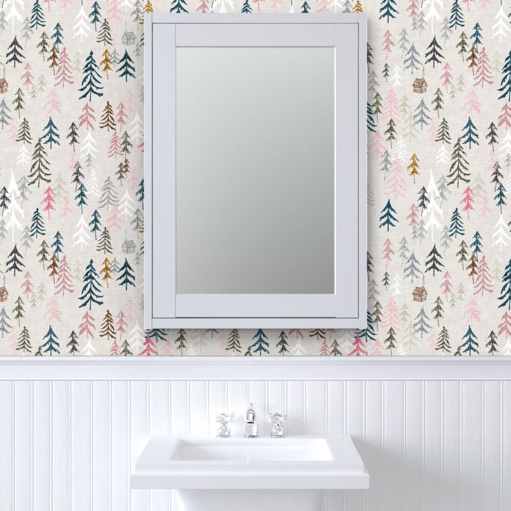 Forest Wallpaper Solitude Pink by Nouveau Bohemian - Etsy